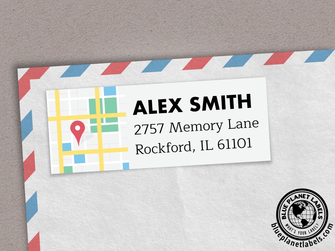 Modern Map Return Address Label Set of 30, Customized Labels ...