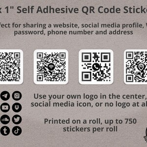 1 Square QR Code Roll Labels Scan URL Website Social - Etsy