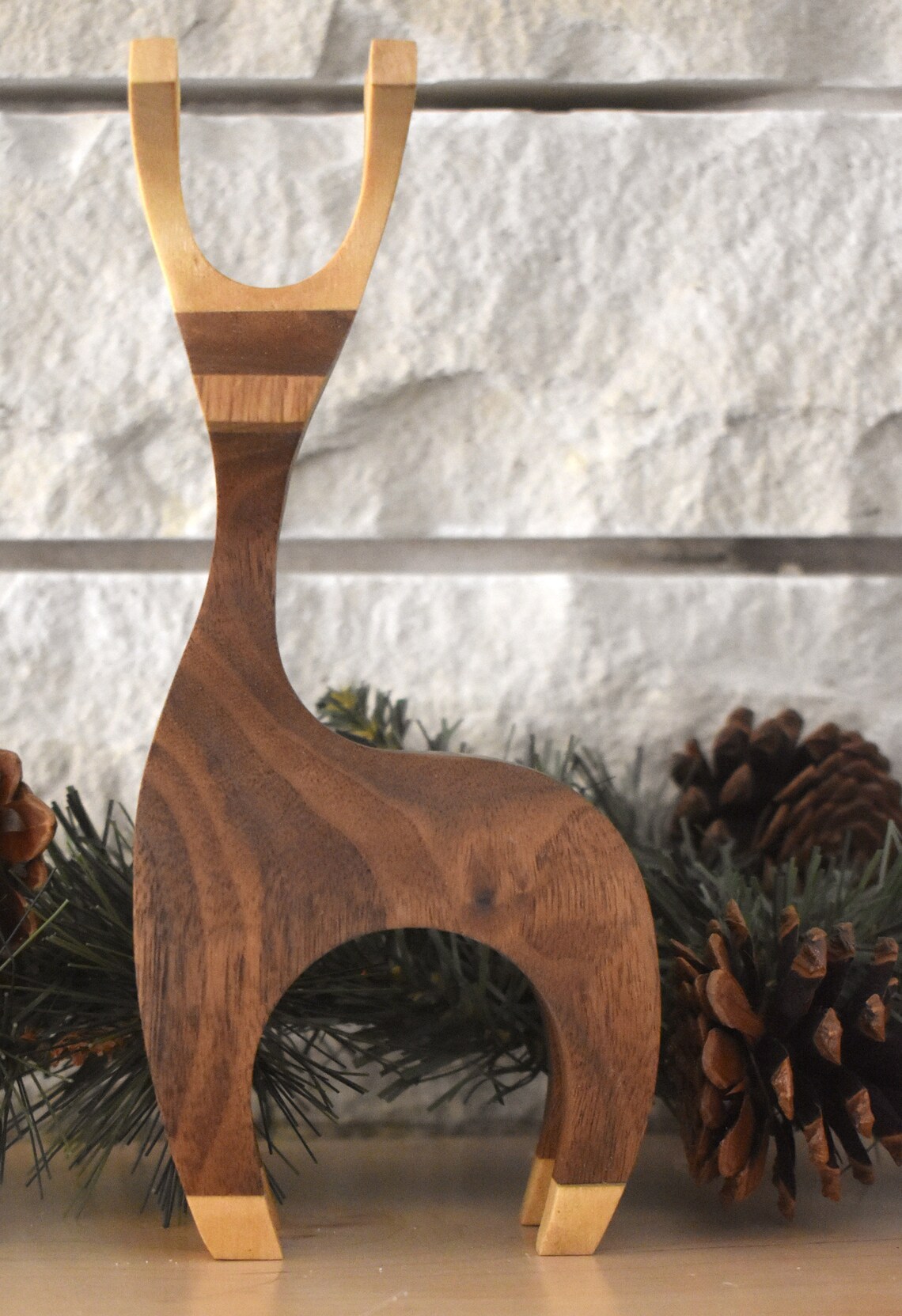 Modern Holiday Wood Reindeer Christmas Decor in Walnut MADE - Etsy