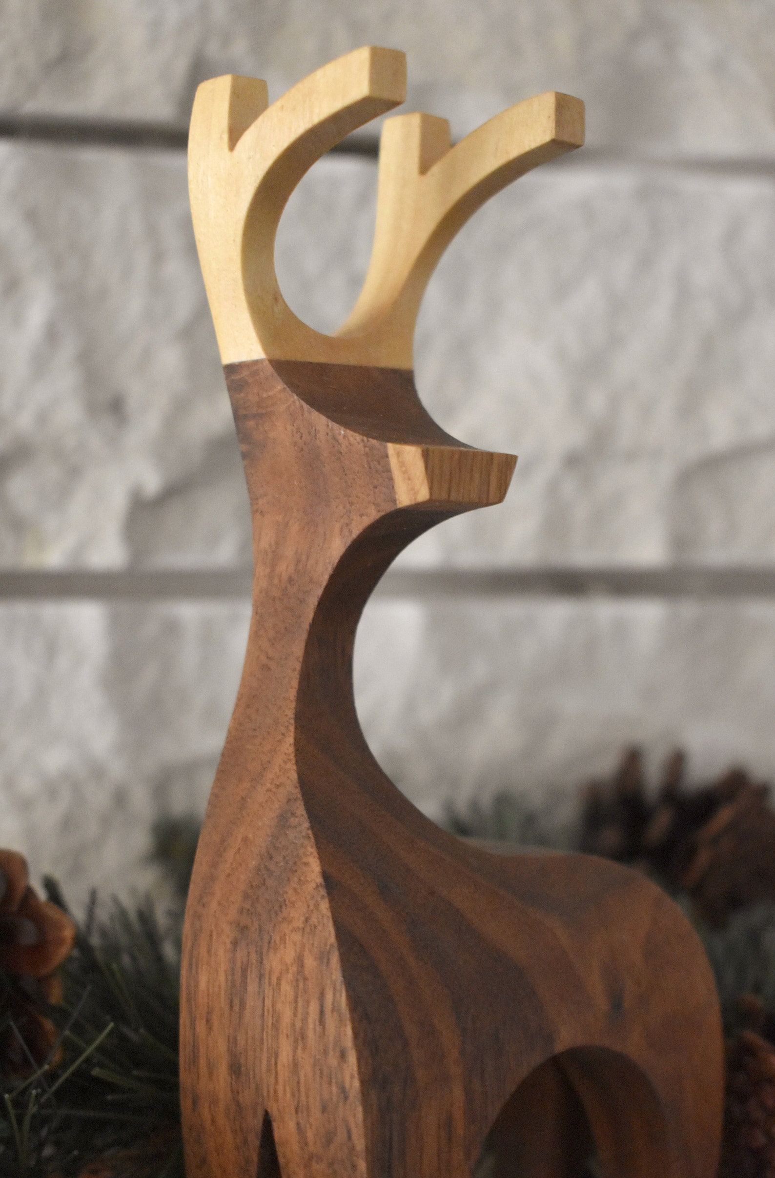 Modern Holiday Wood Reindeer Christmas Decor in Walnut MADE - Etsy