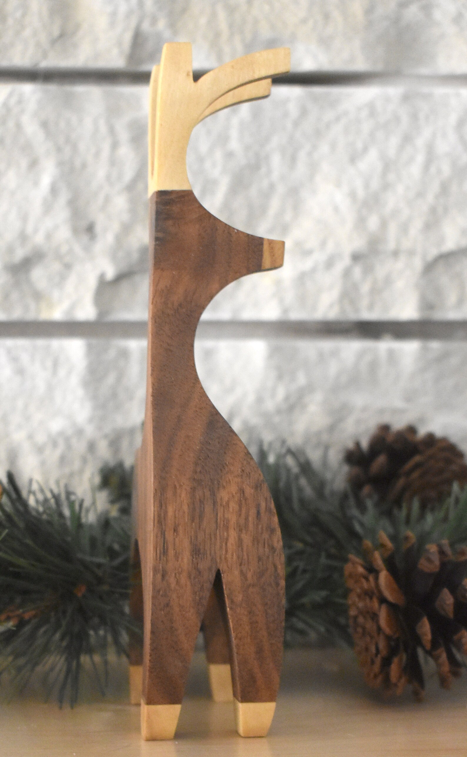 Modern Holiday Wood Reindeer Christmas Decor in Walnut MADE - Etsy