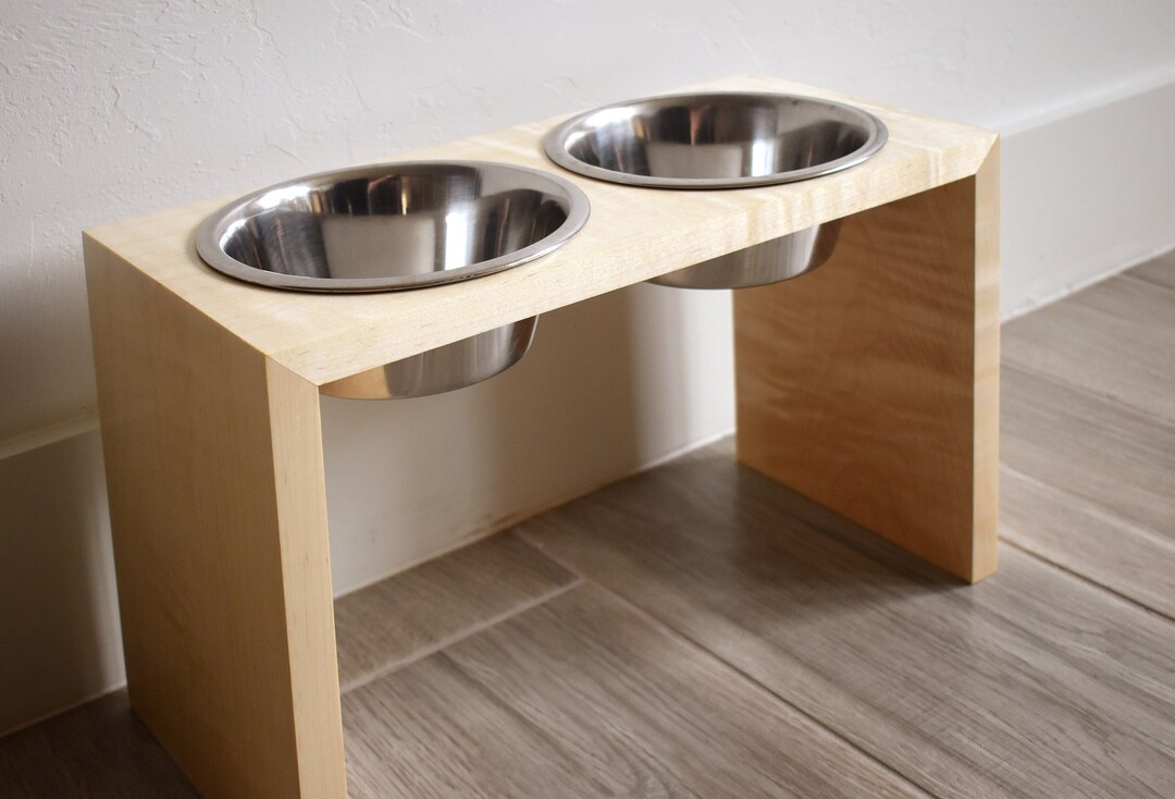 Modern Waterfall Elevated Pet Stand Feeder in Maple Double - Etsy