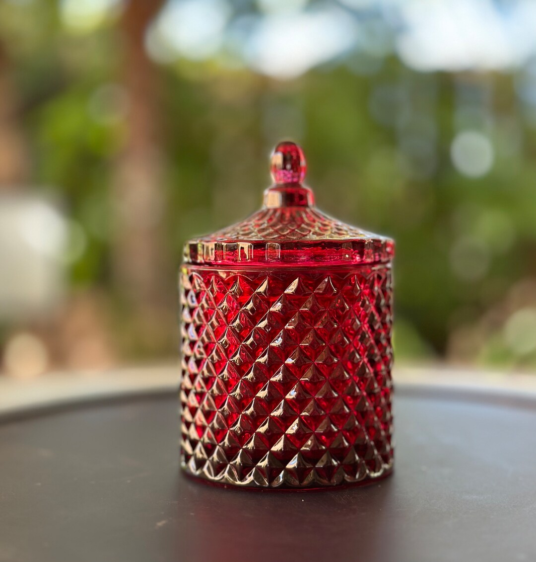 Ruby Red Faceted Candle Vessel - Etsy