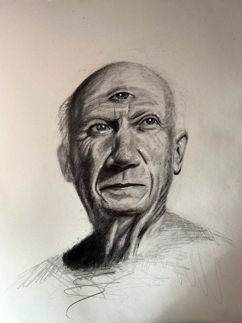 Pablo Picasso 17x14 Unique Surrealism Pencil Drawing. Contemporary Art ...