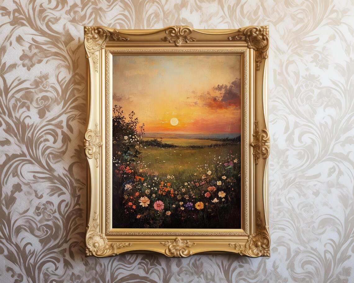 Beautiful Sunset Scene Golden Hour Nature DIGITAL INSTANT Download Art ...