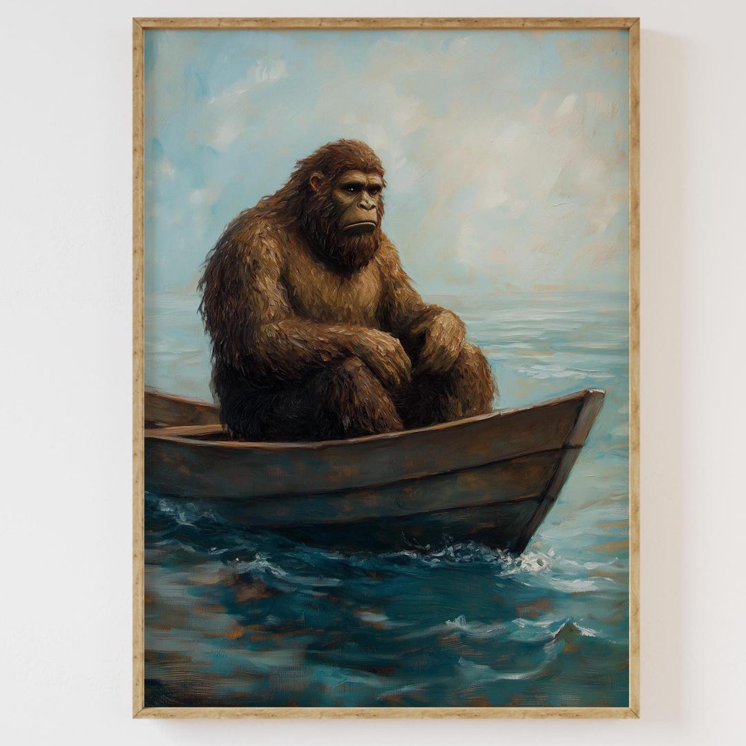Bigfoot on A Boat in the Ocean PHYSICAL PRINTED Art Print | Maximalist ...