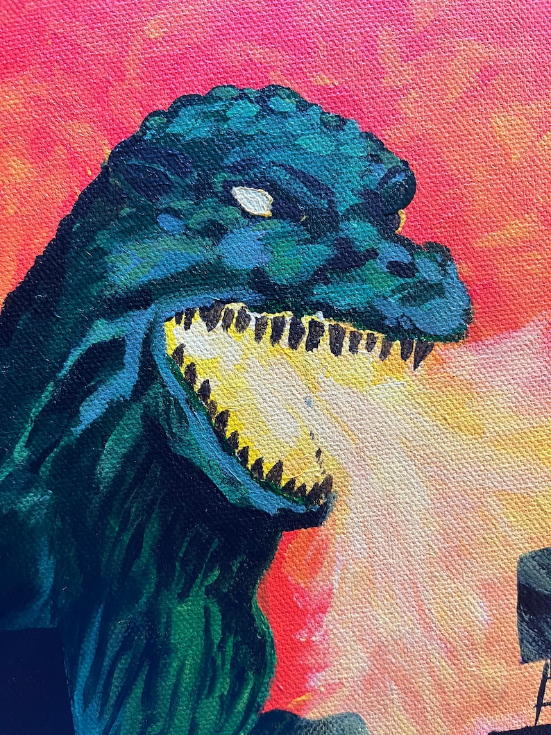 Original Godzilla Painting 9x12 Acrylic on Canvas - Etsy