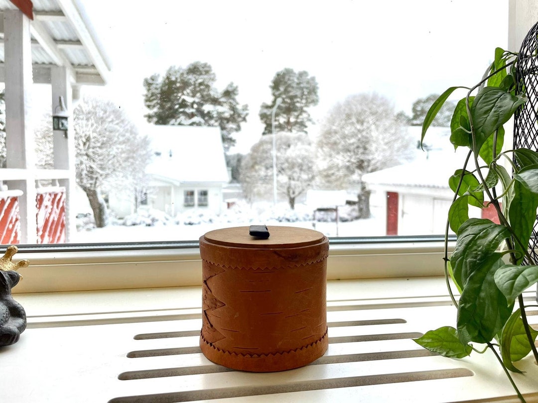 Vintage Birch Bark Container - Etsy