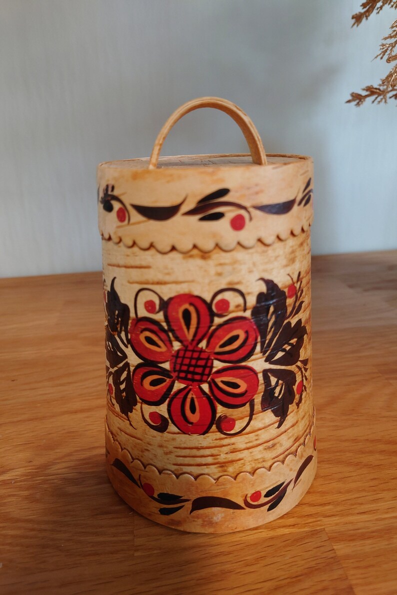 Swedish Hand Painted Birch Bark Container - Etsy