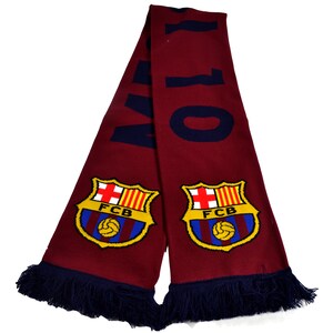 FC Barcelona Messi 10 High Def Jacquard Knit Burgundy Scarf - Etsy