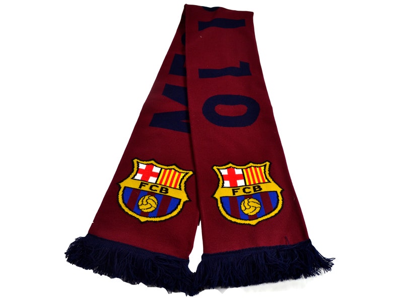 FC Barcelona Messi 10 High Def Jacquard Knit Burgundy Scarf - Etsy