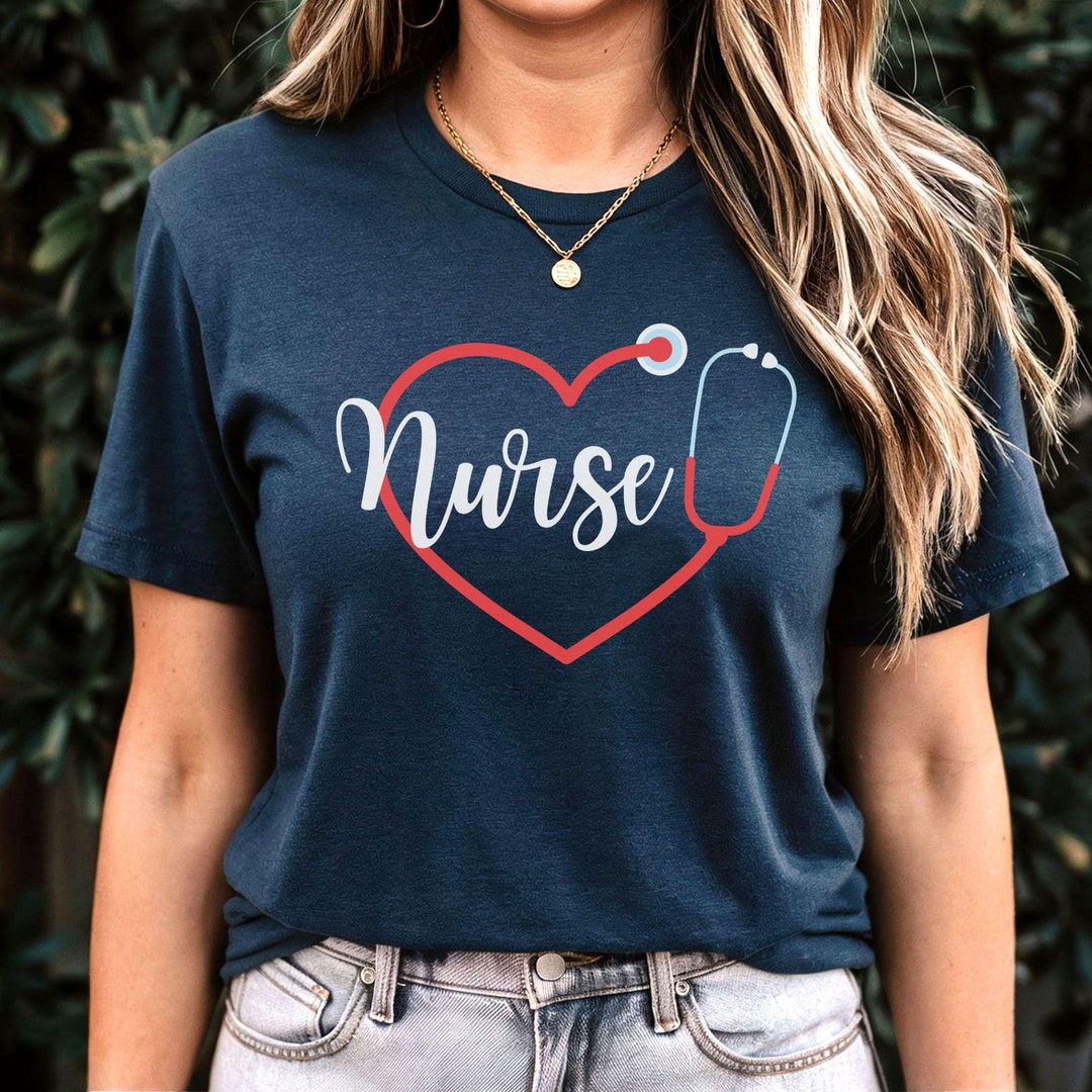 Nurse Shirt, Nurse Stethoscope Shirt, Stethoscope Heart Tshirt, Cute ...