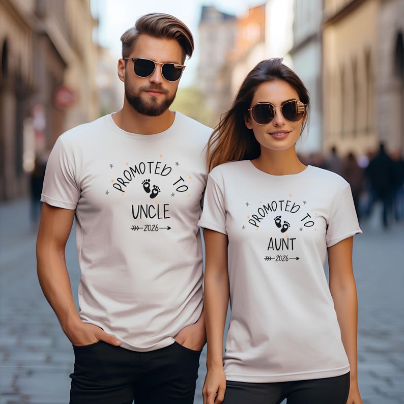 Promoted to Aunt 2026 Shirt, Promoted to Uncle 2026 Tshirt, Matching ...