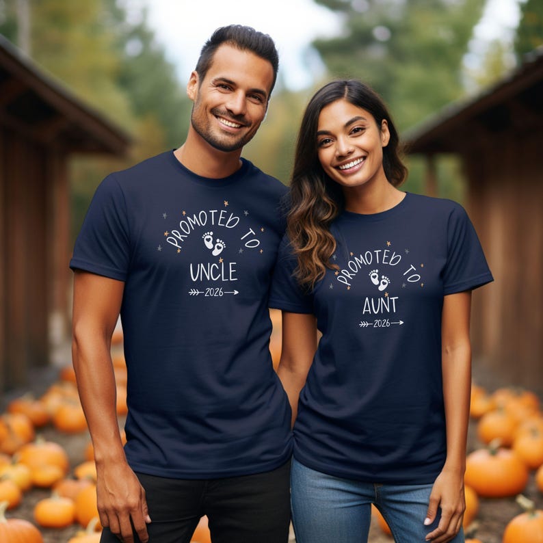 Promoted to Aunt 2026 Shirt, Promoted to Uncle 2026 Tshirt, Matching ...