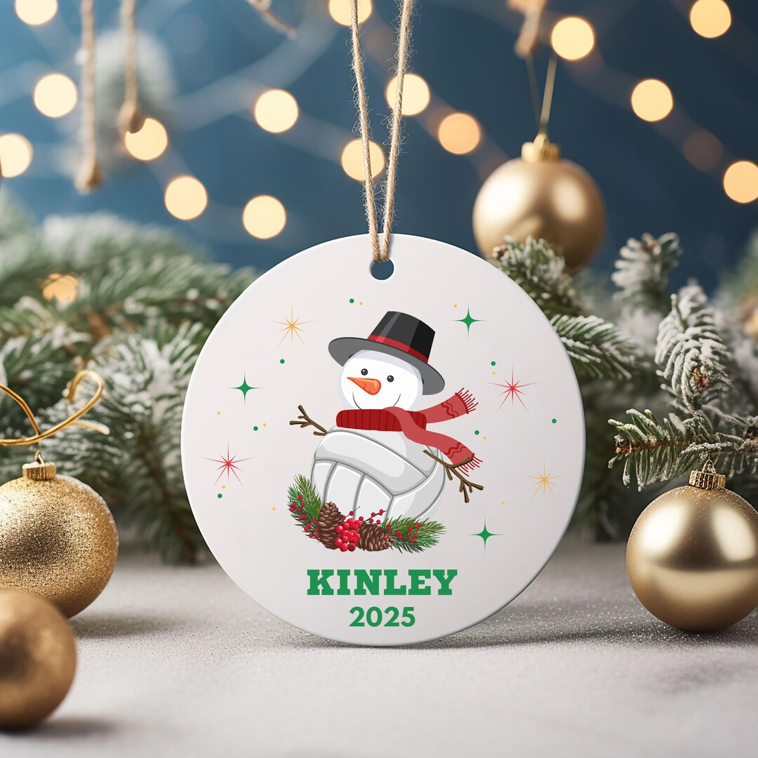 Personalized Snowman Volleyball Ornament, Christmas 2025 Volleyball ...