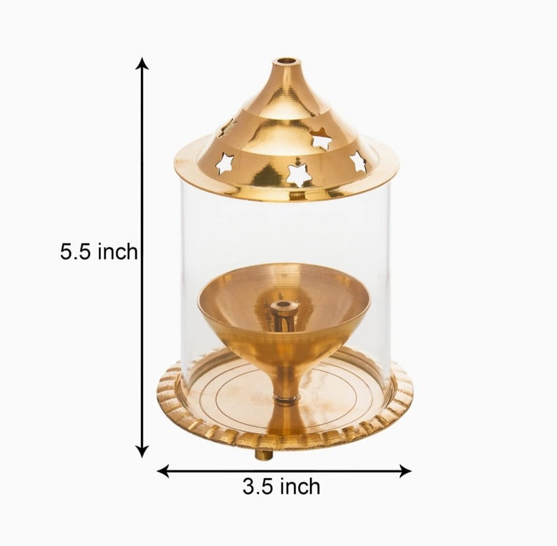Brass Handmade Vintage Akhand Diya With Glass Cover Home Decor - Etsy