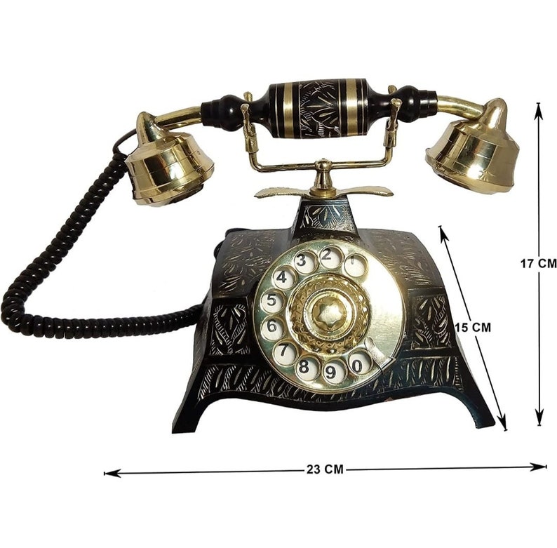 Handmade Brass Rotary Dial Landline Telephone: Vintage Home Decor (23× ...