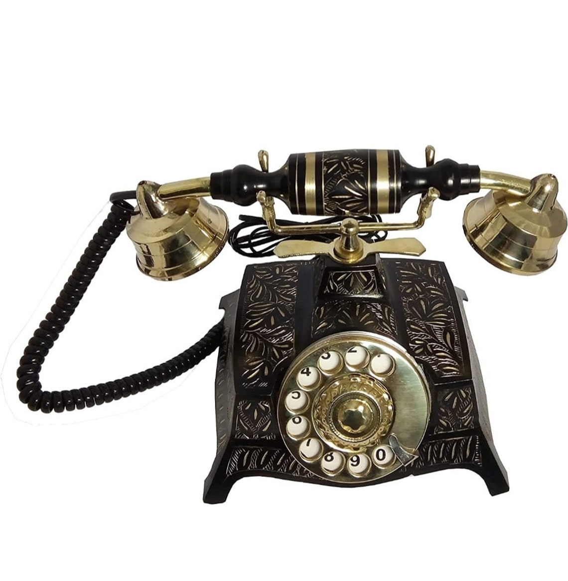 Handmade Brass Rotary Dial Landline Telephone: Vintage Home Decor (23× ...