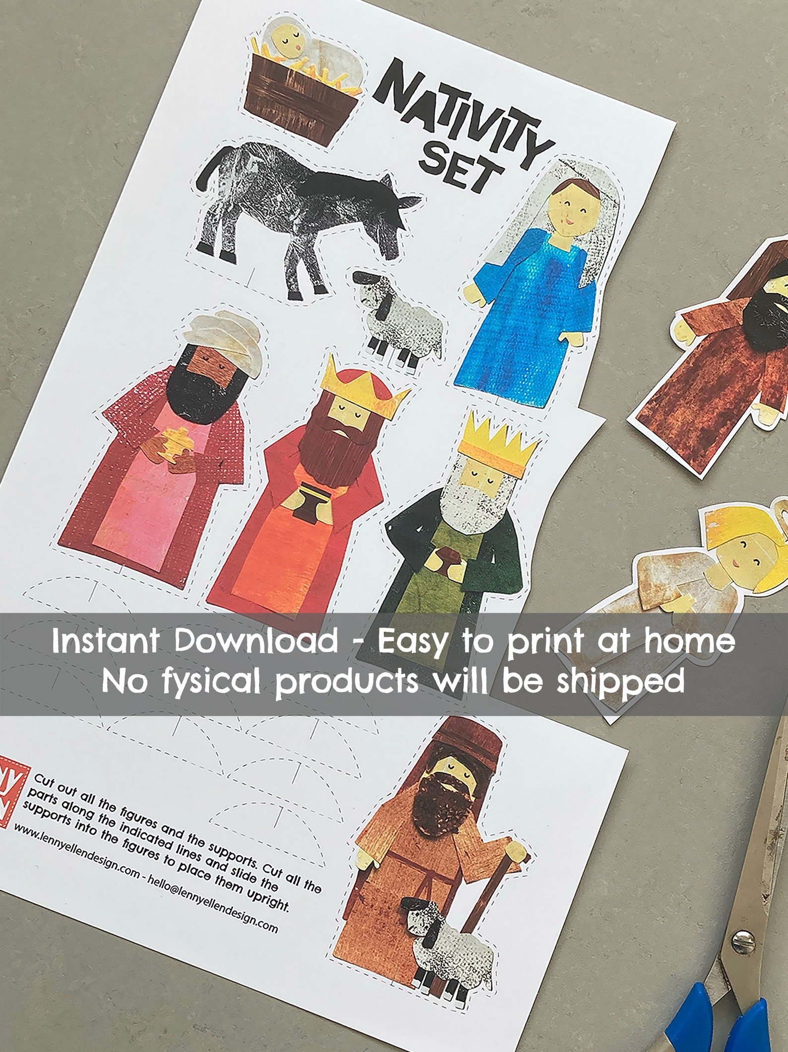 Printable Pdf Paper Nativity Set, Collage, Printable Nativity for Kids ...