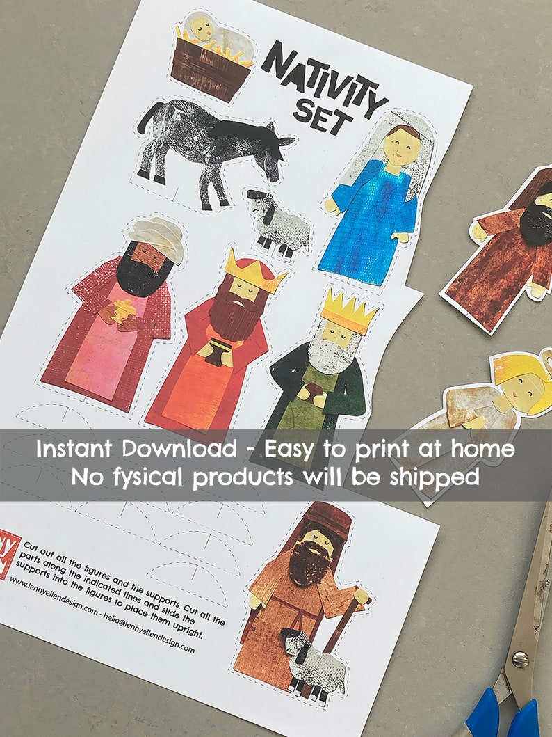 Printable Pdf Paper Nativity Set, Collage, Printable Nativity for Kids ...