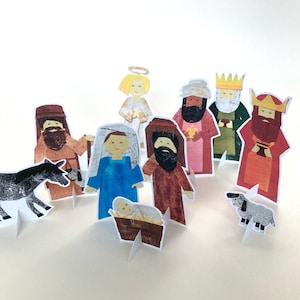 Printable Pdf Paper Nativity Set, Collage, Printable Nativity for Kids ...