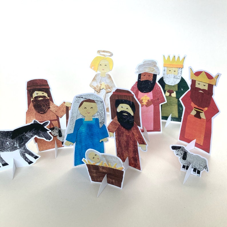 Printable Pdf Paper Nativity Set, Collage, Printable Nativity for Kids ...