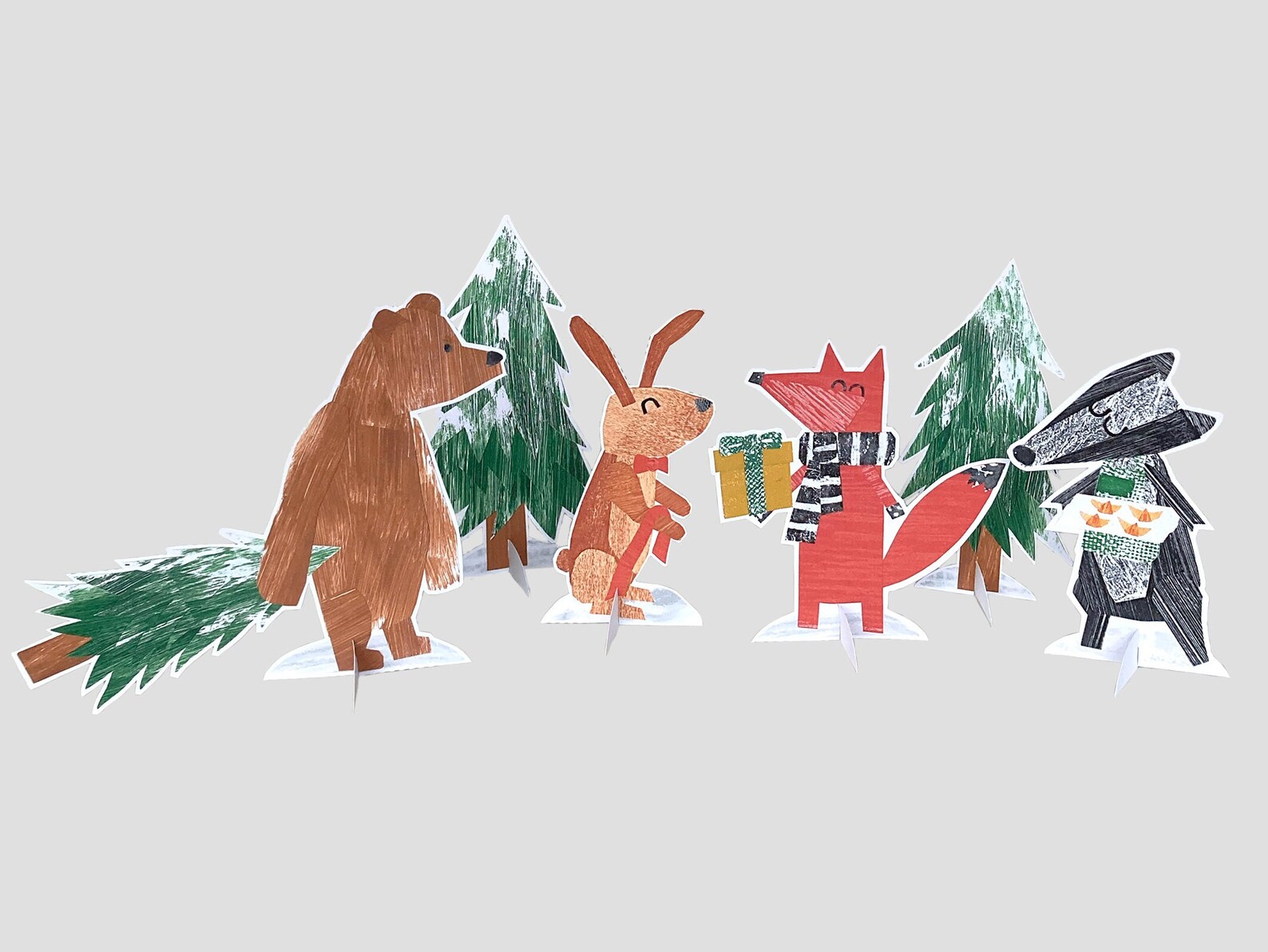 Woodland Christmas Printable Paper Figures, Woodland Animals, Paper ...