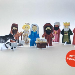 Printable Pdf Paper Nativity Set, Collage, Printable Nativity for Kids ...