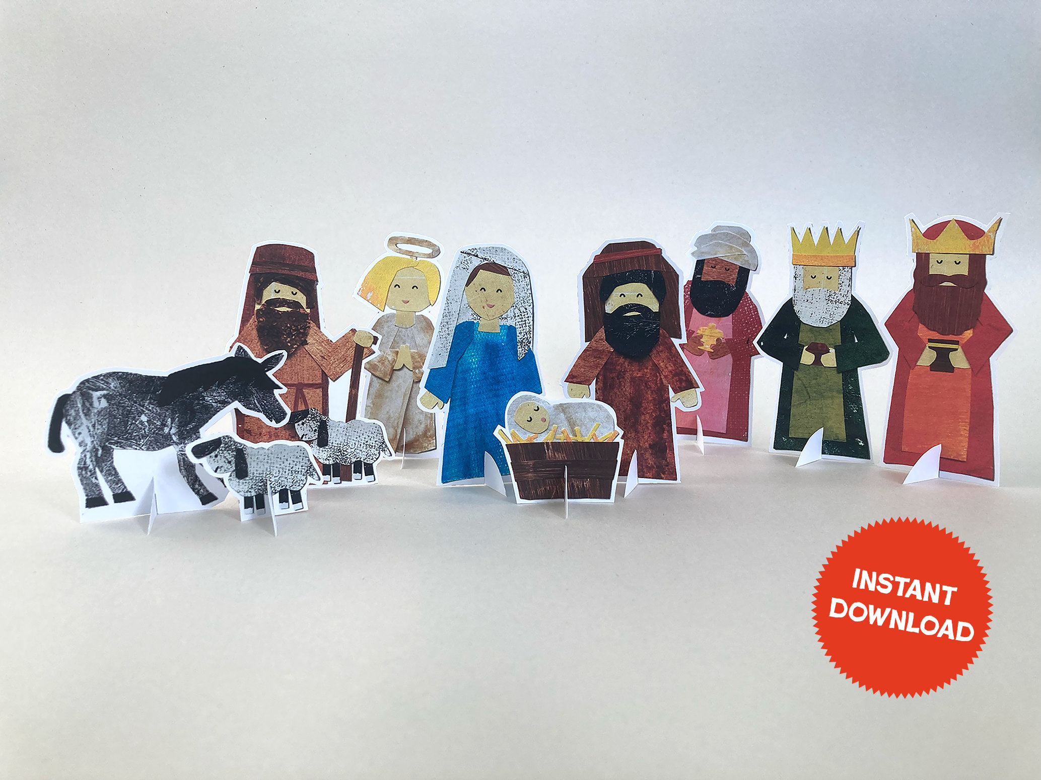 Printable Pdf Paper Nativity Set, Collage, Printable Nativity for Kids ...