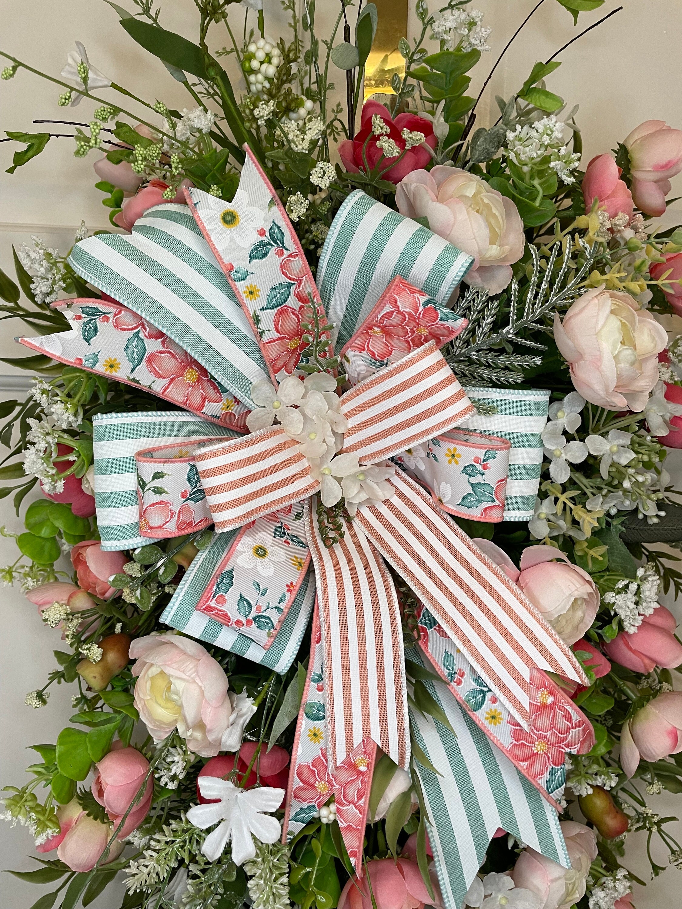 Spring Summer Floral Swag Pastel Pink Peach Green - Etsy