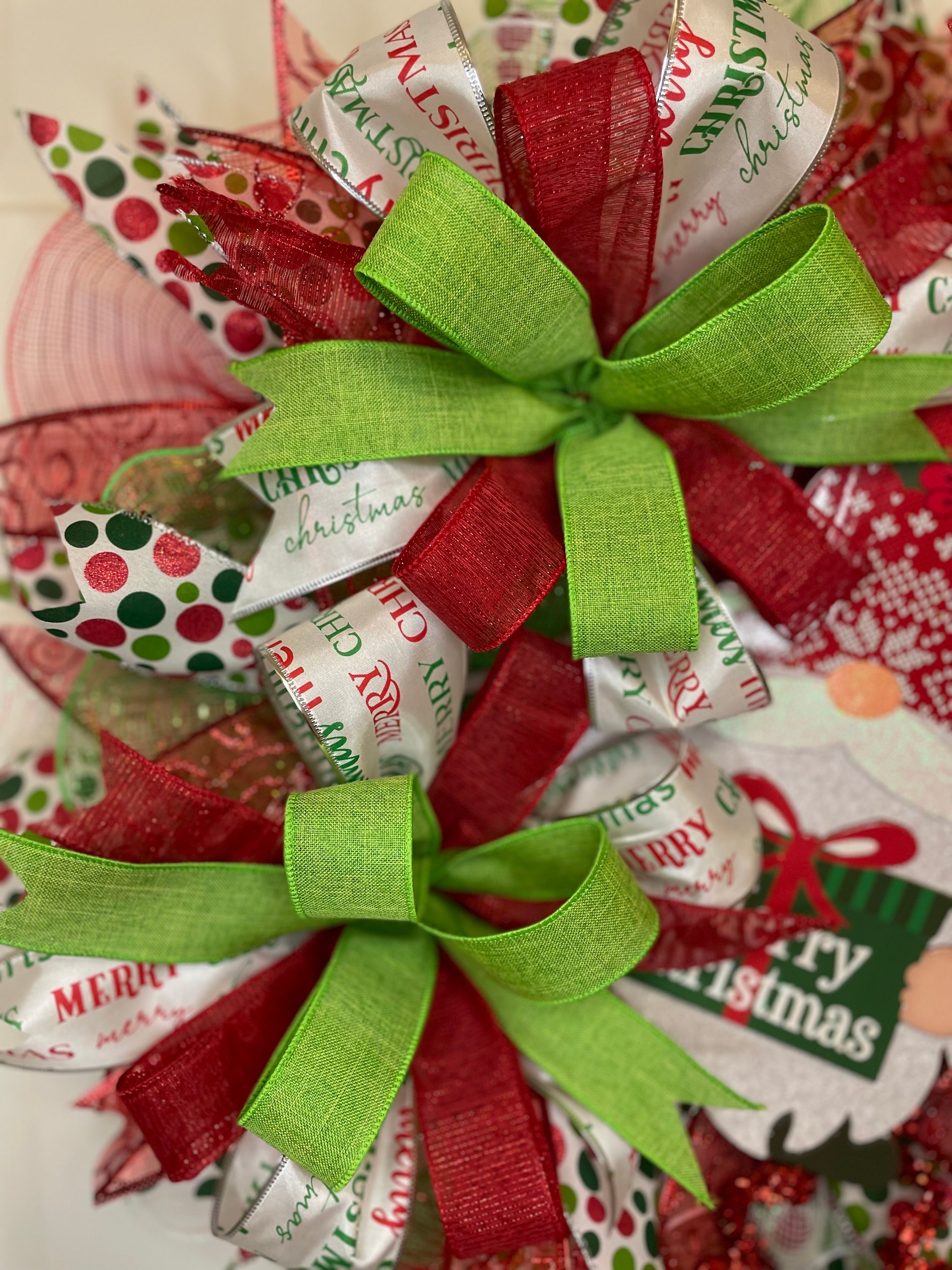 Christmas Gnome Santa Deco Mesh Pancake Wreath Merry Christmas, Green ...