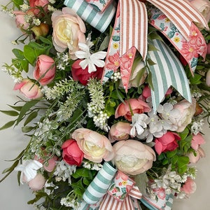 Spring Summer Floral Swag Pastel Pink Peach Green - Etsy