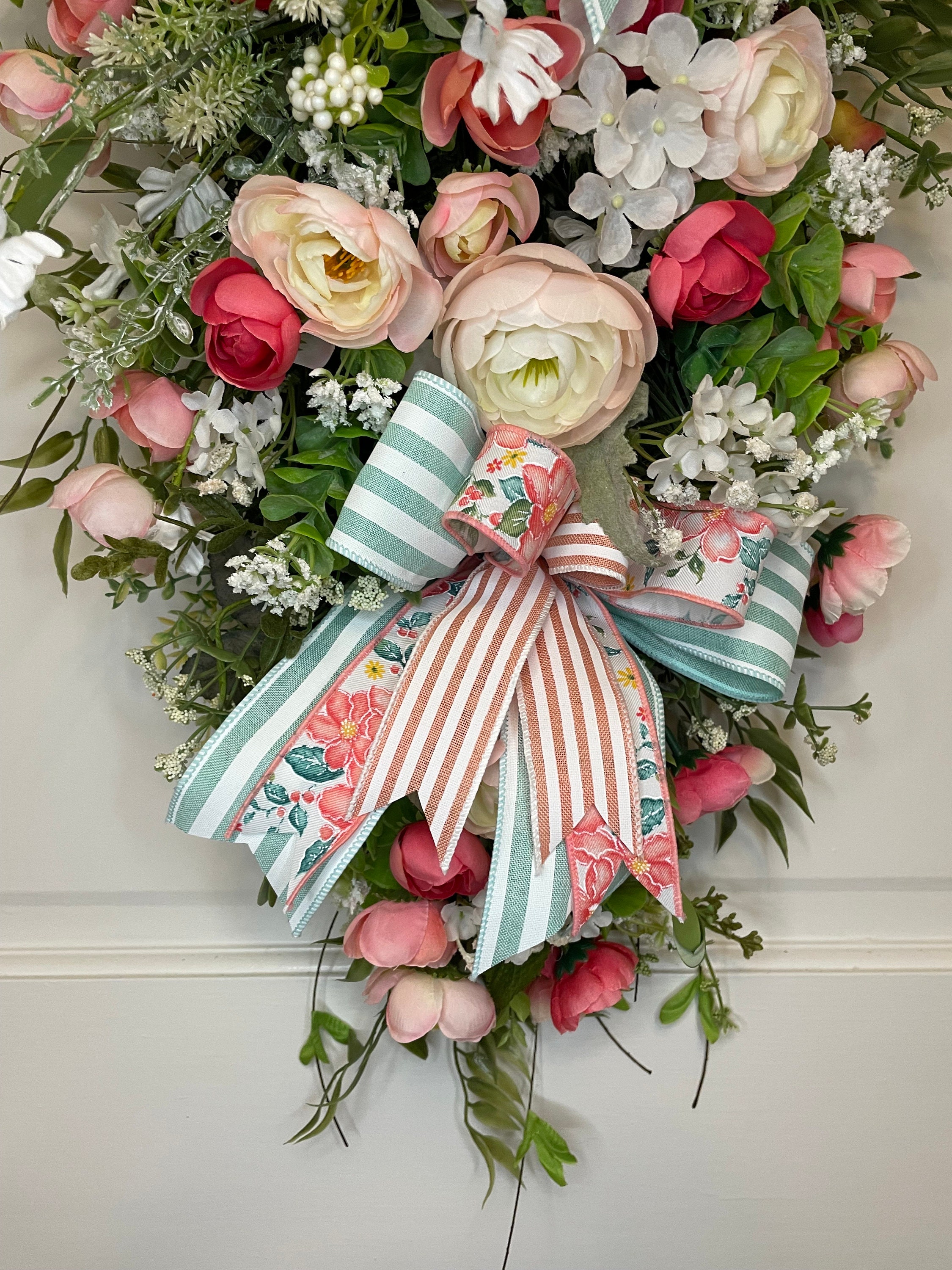 Spring Summer Floral Swag Pastel Pink Peach Green - Etsy