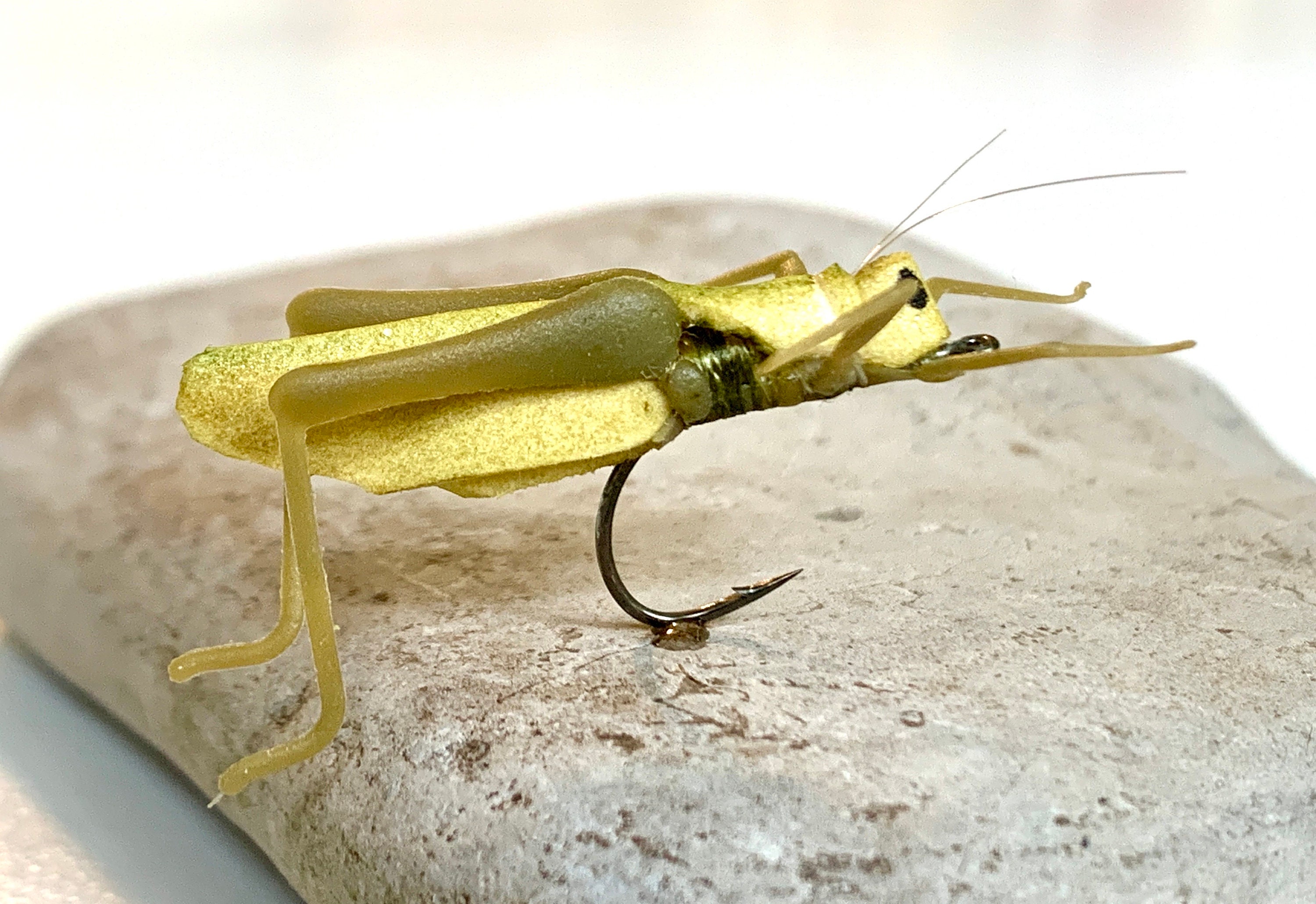 3 Pieces - Realistic Hopper #8 - Olive & Yellow - Dry Fly - Fly Fishing ...