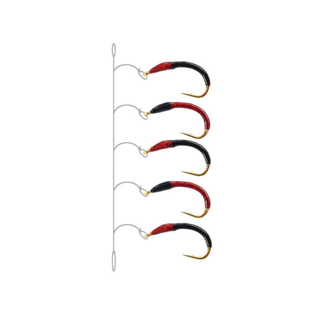 Highly Effective Red and Black Rig, Sizes 12-16, for Whitefish, Char ...