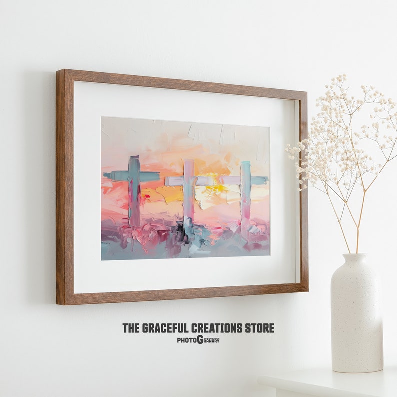 PRINTABLE Abstract Three Crosses Art Modern Calvary Scene Digital Print ...