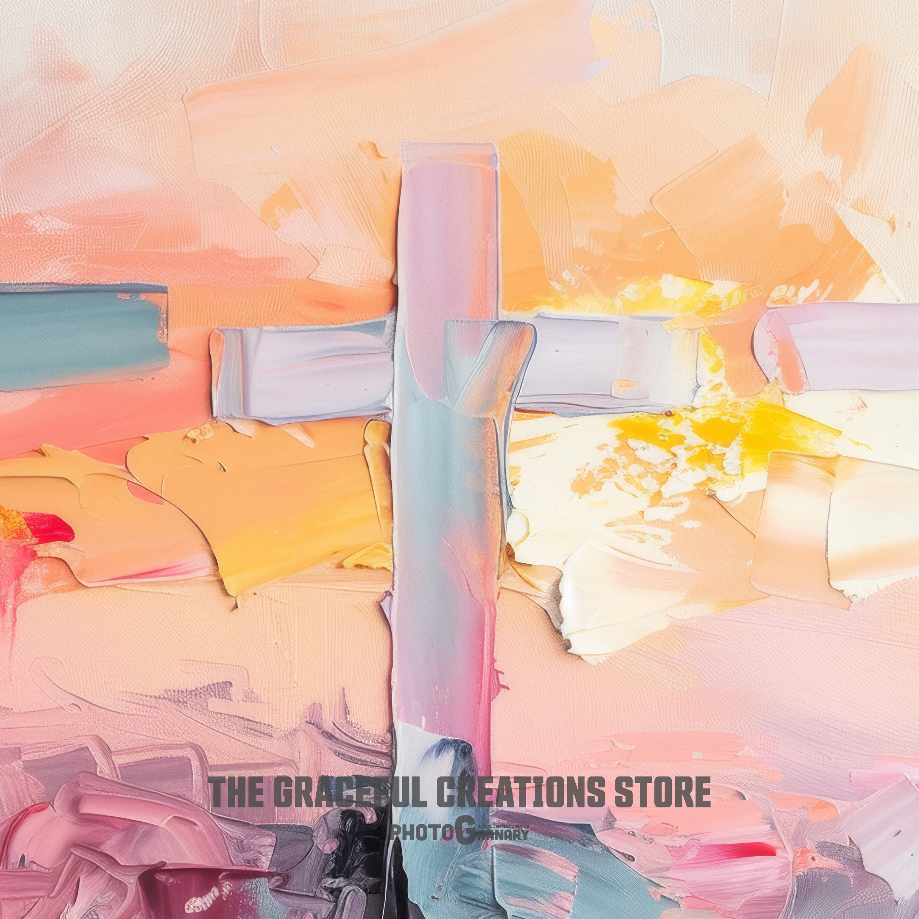 PRINTABLE Abstract Three Crosses Art Modern Calvary Scene Digital Print ...