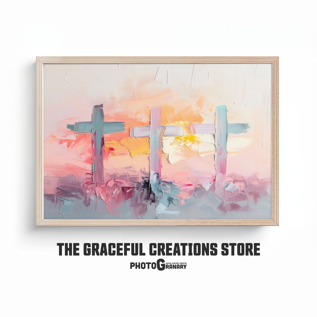 PRINTABLE Abstract Three Crosses Art Modern Calvary Scene Digital Print ...
