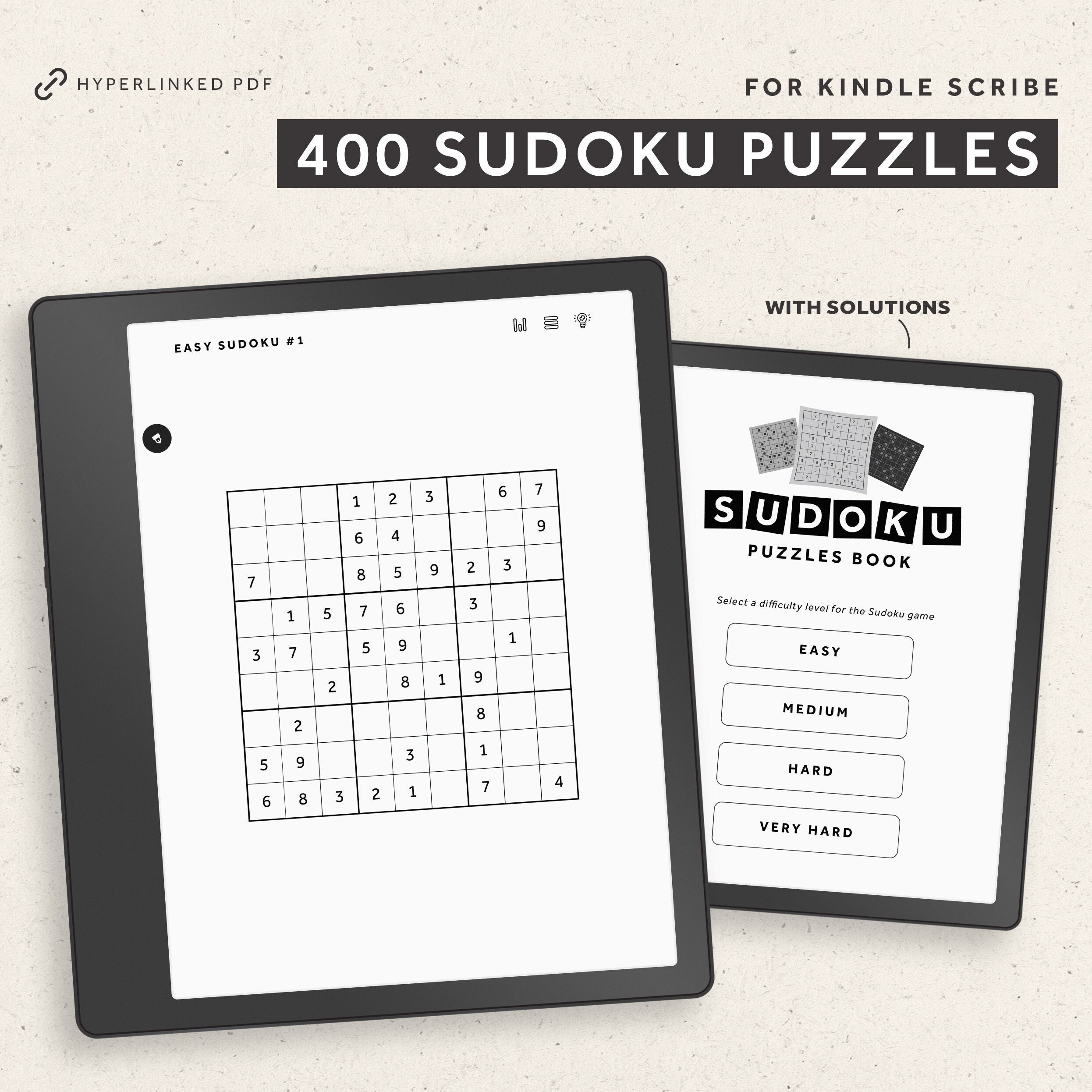 Kindle Scribe Sudoku Puzzles Book, Hyperlinked Digital Sudoku Puzzles ...