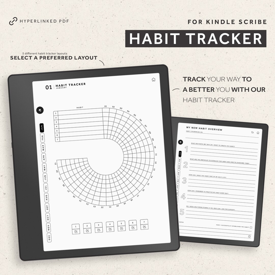 Kindle Scribe Habit Tracker, Digital Habit Planner, Monthly Habit ...