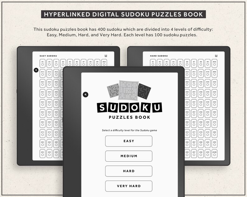 Kindle Scribe Sudoku Puzzles Book Hyperlinked Digital Sudoku - Etsy