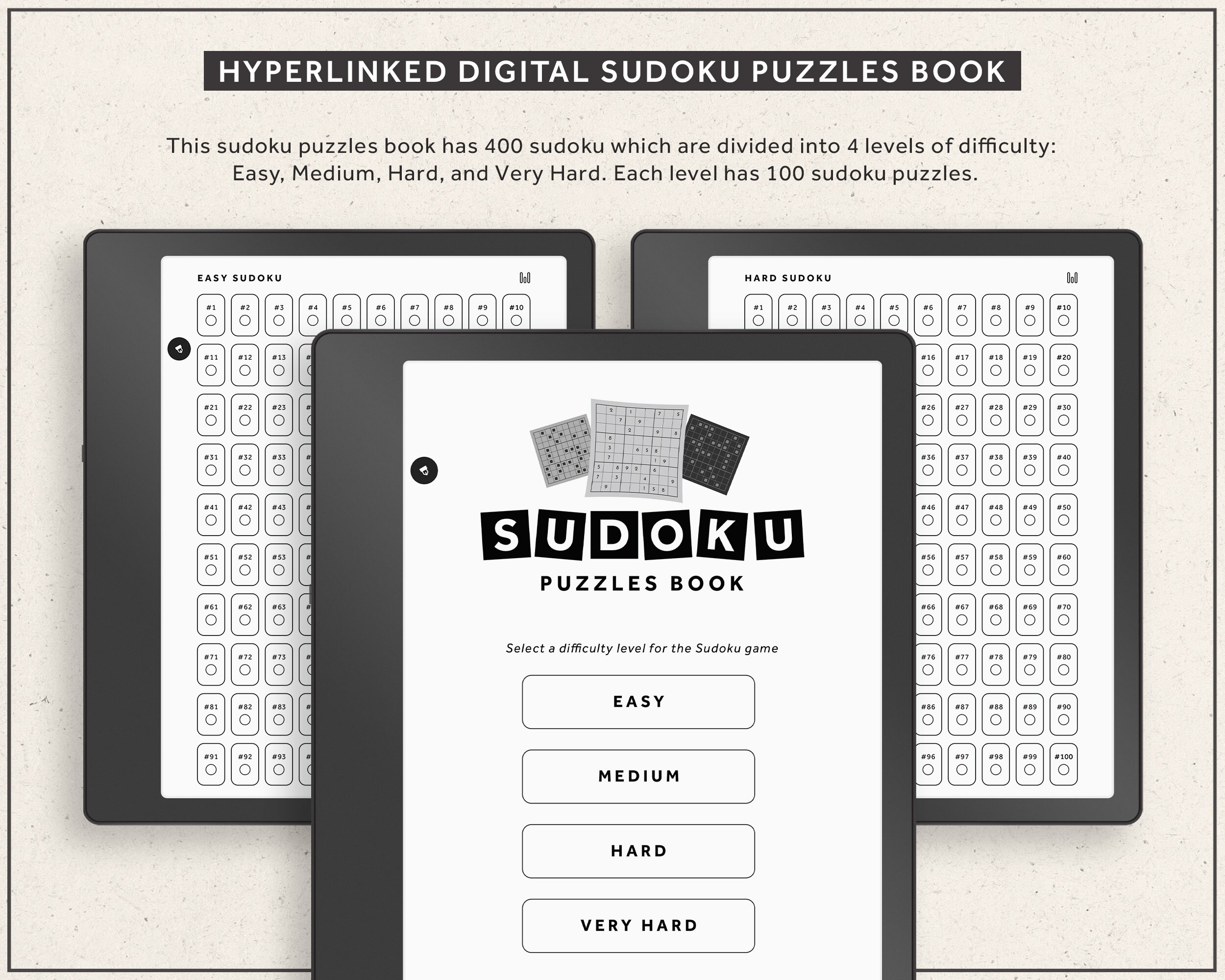 Kindle Scribe Sudoku Puzzles Book, Hyperlinked Digital Sudoku Puzzles ...