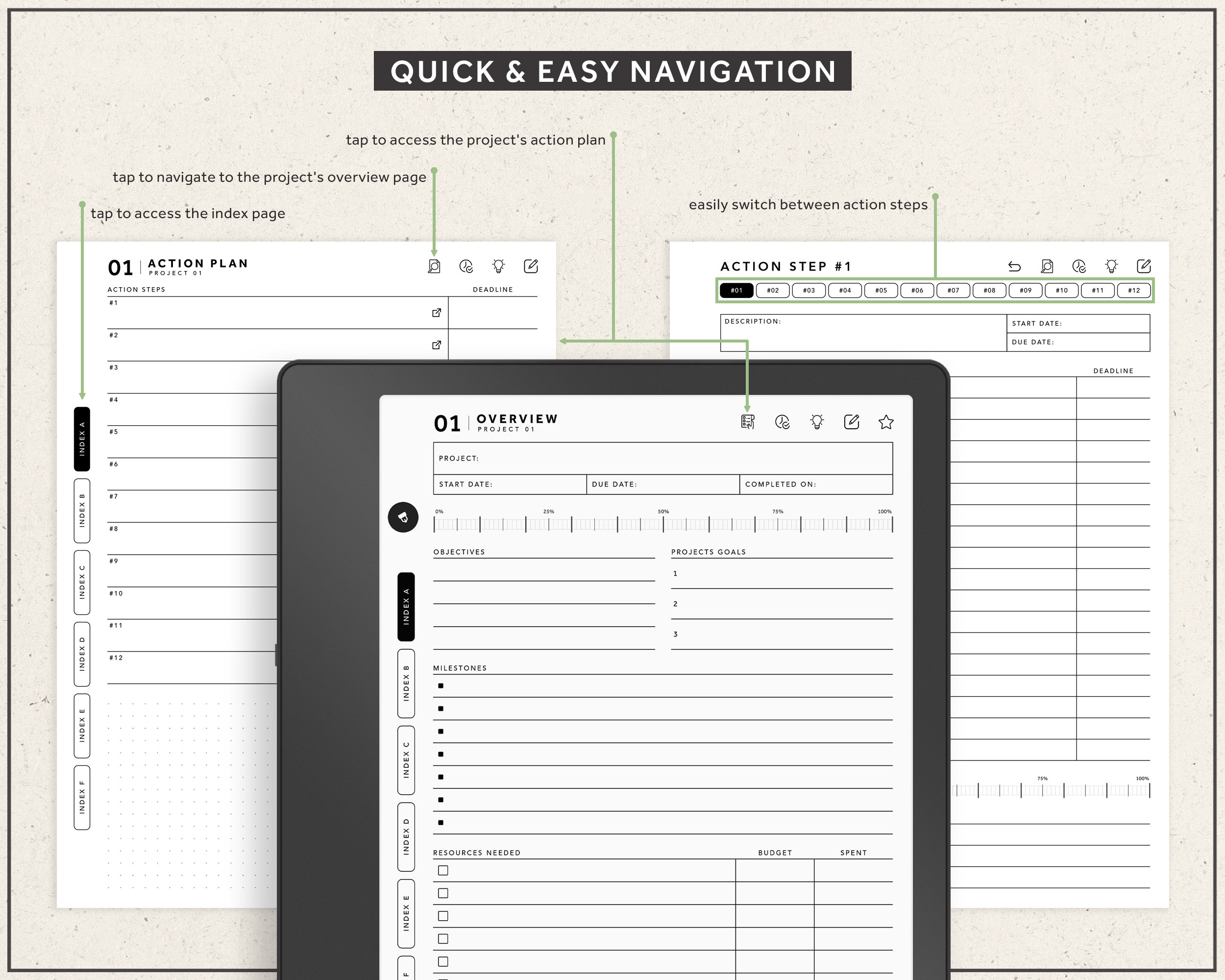 Project Planner for Kindle Scribe, Hyperlinked Planner - Etsy