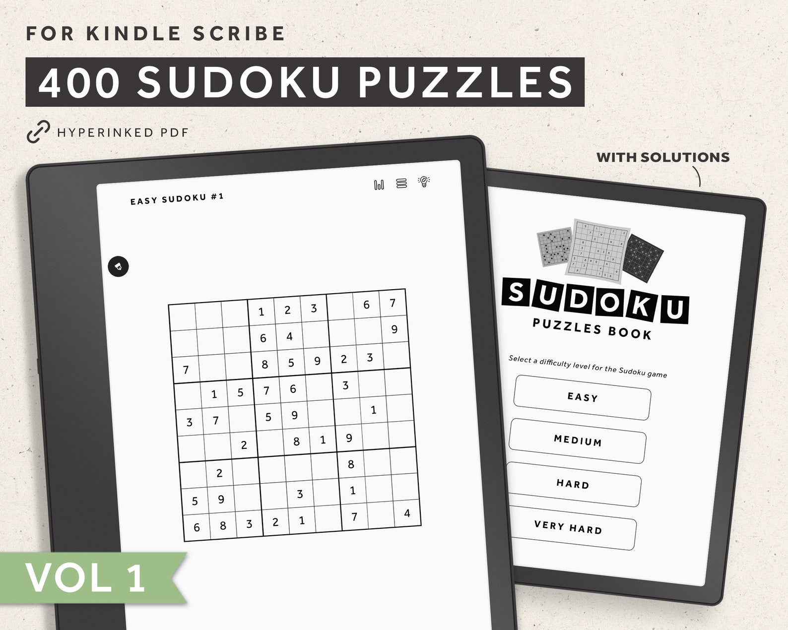 Kindle Scribe Sudoku Puzzles Book Hyperlinked Digital Sudoku - Etsy