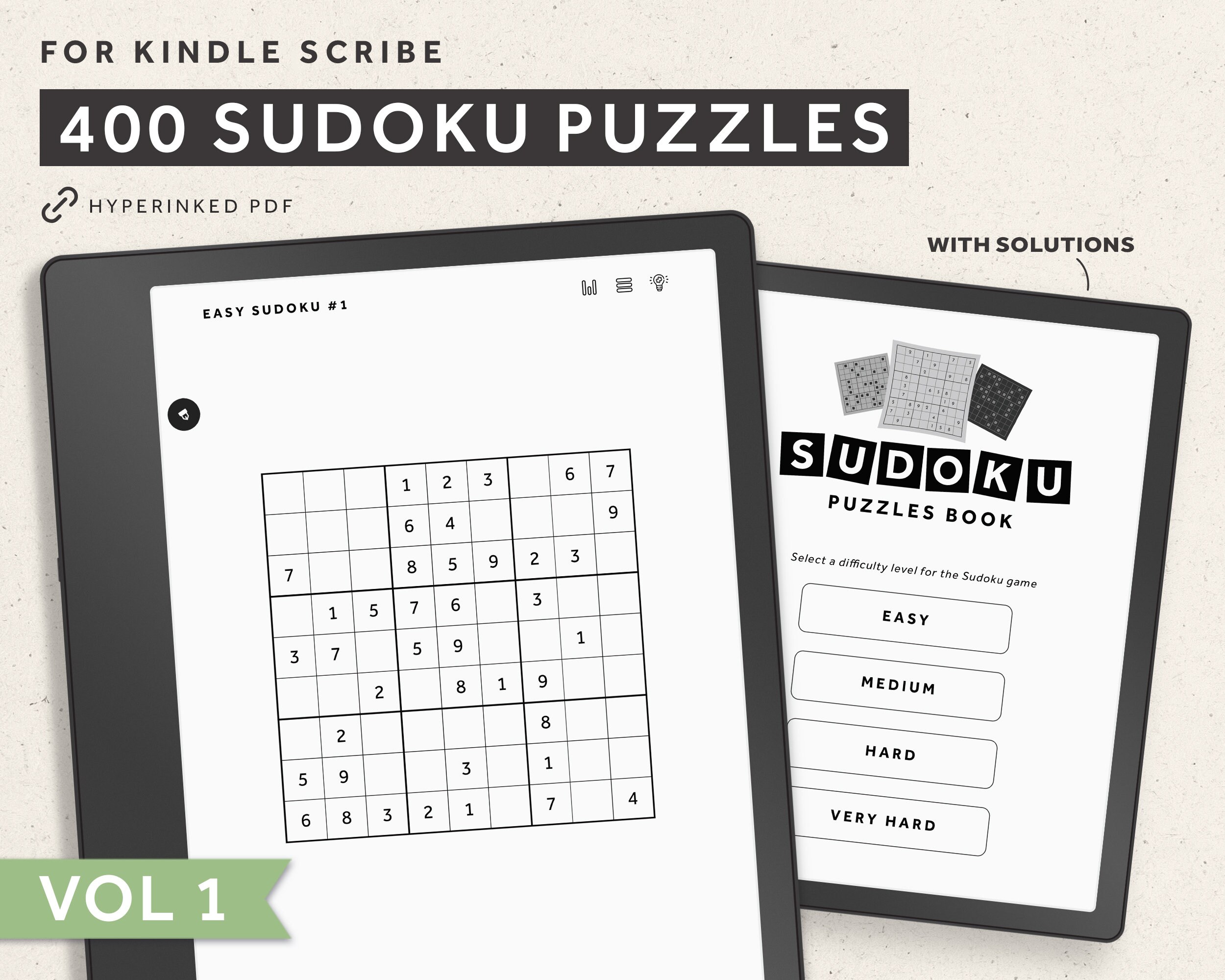 Kindle Scribe Sudoku Puzzles Book Hyperlinked Digital Sudoku - Etsy