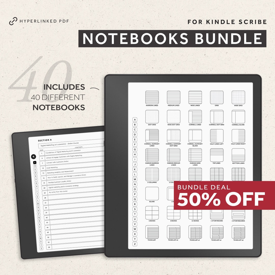 Kindle Scribe Notebook Bundle, 40 Digital Notebooks, Kindle Scribe ...
