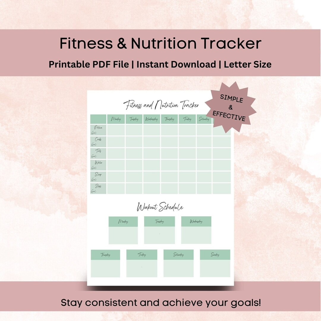 Fitness Tracker Printable, Fitness Planner, Health Planner, Weight Loss ...