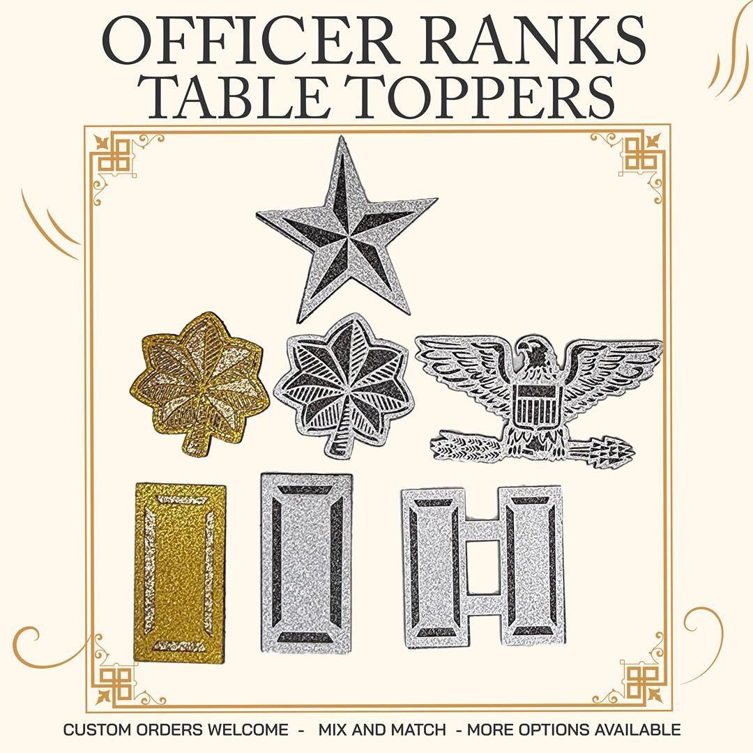 Glitter Officer Rank Table Toppers, Military Retirement Party Decor - Etsy