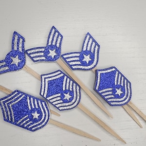 Air Force Enlisted Rank Cupcake Topper, USAF Decoration, Double Sided ...