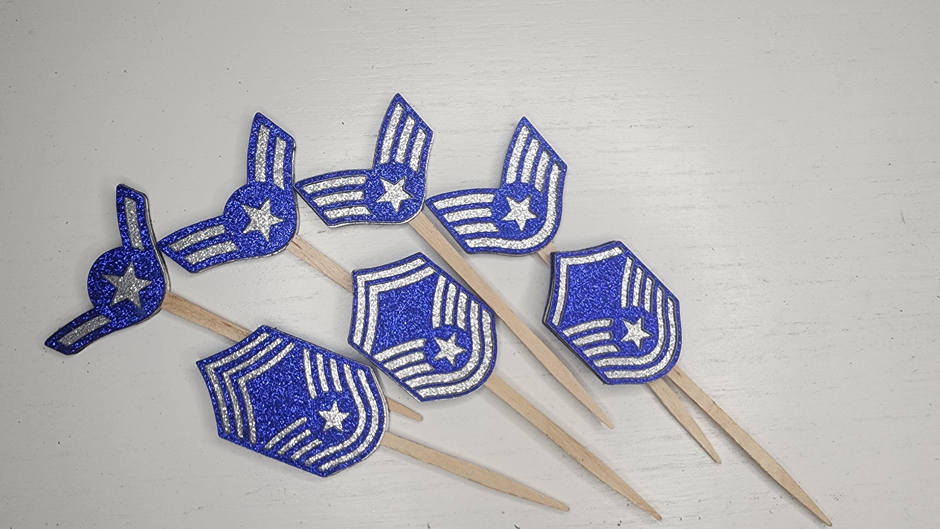 Air Force Enlisted Rank Cupcake Topper, USAF Decoration, Double Sided ...